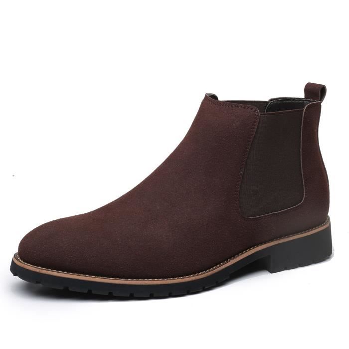 Bottines Homme Rouge - Mode Loisirs - Lacets - Bout Rond - Cuir ...