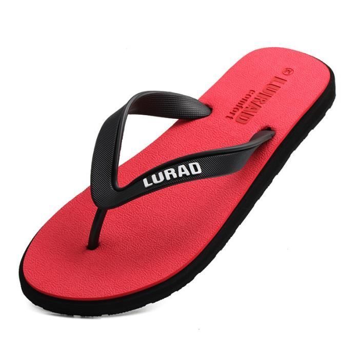 Tongs Homme - Nouvelles Tongs de Plage de Loisirs - Rouge GJ ...
