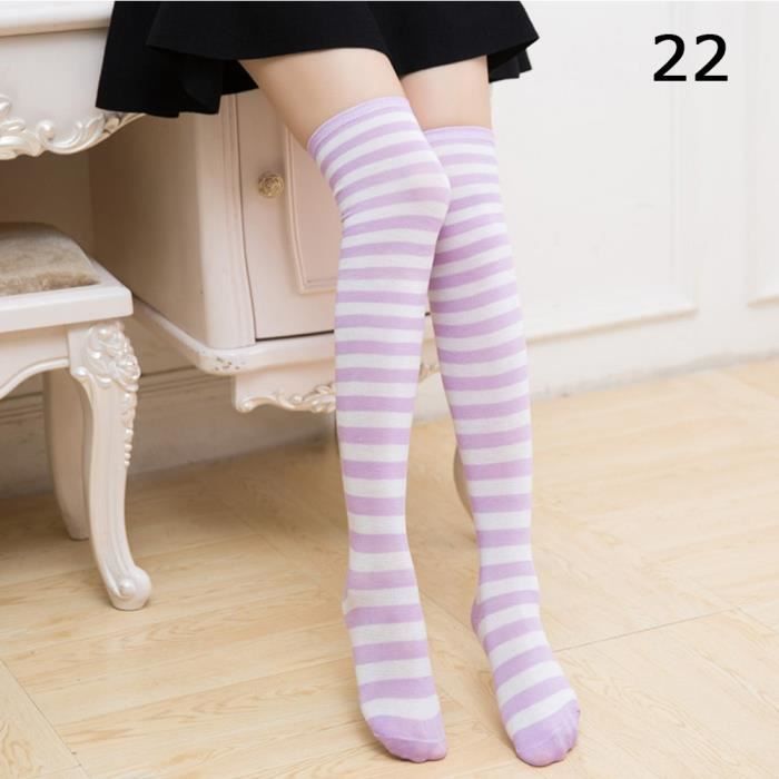 Bas - Chaussettes à rayures en coton pour femmes et filles - 22 ...