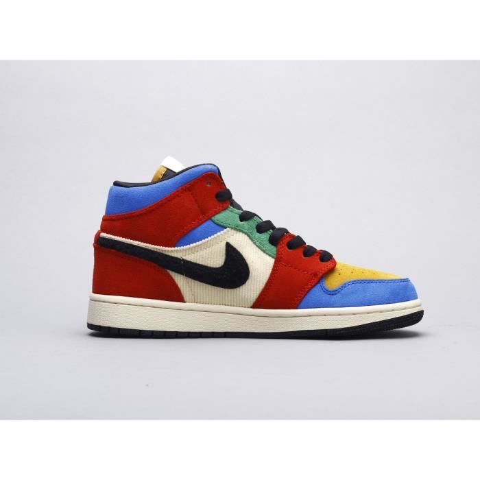 Nike Air-Jordan 1 Mid Color Sneakers He64321-800 Homme Femme Baskets ...