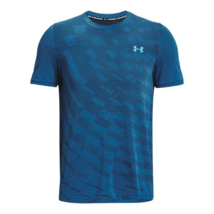 Tee-shirt de running Under Armour SEAMLESS RADIAL - Bleu - Manches ...
