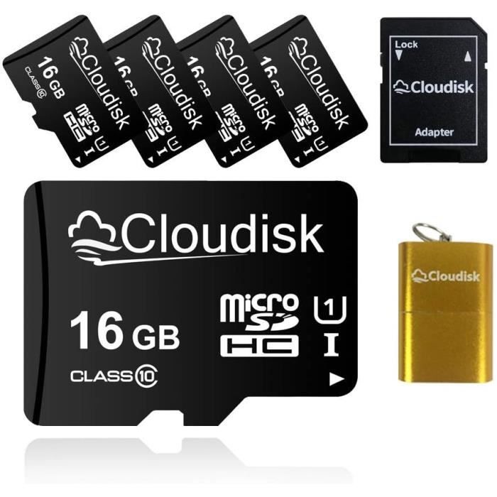 Pack De 5 Cartes Micro Sd De 16 Go Carte Mémoire Microsd De 16 Go ...