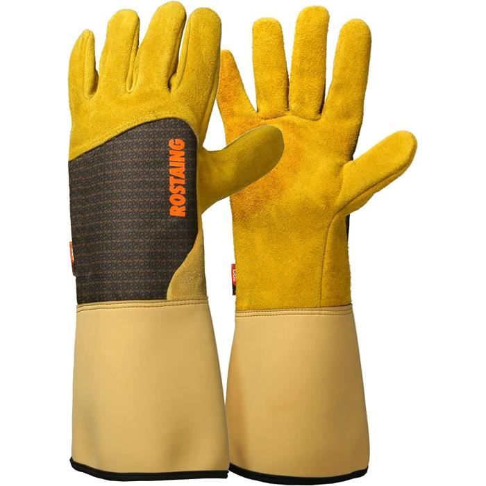 ROSTAING Gants RONCIER - Paire de Gants de Jardinage - Protection Cuir ...