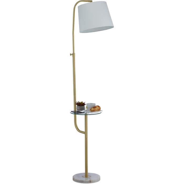 Lampadaire Avec Table, Hxlxp : 145X37X31 Cm, Pied Marbre, E27, Lampe ...