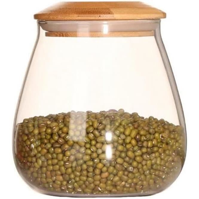 Bocal Rond En Verre De 800 Ml Avec Couvercle Hermétique En Bambou ...