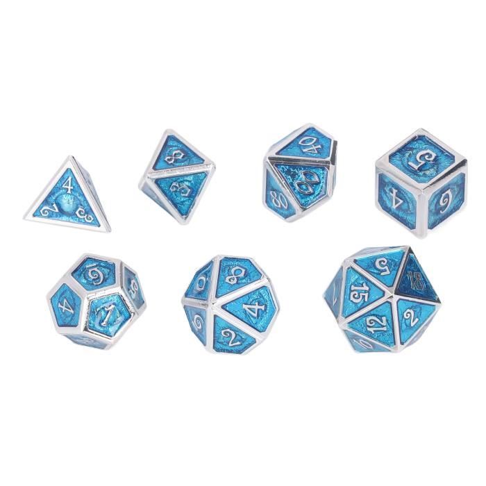 YES Ensemble de dés en métal, jeu de table dés Multi - facettes ( bleu ...