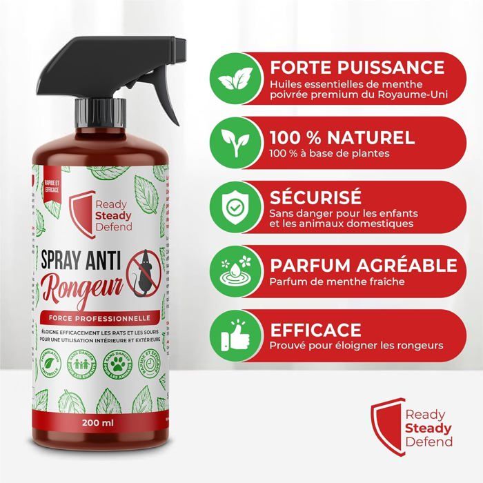 Ready Steady Defend 200Ml Spray Anti-Rongeur | Répulsif Souris Et Rats ...