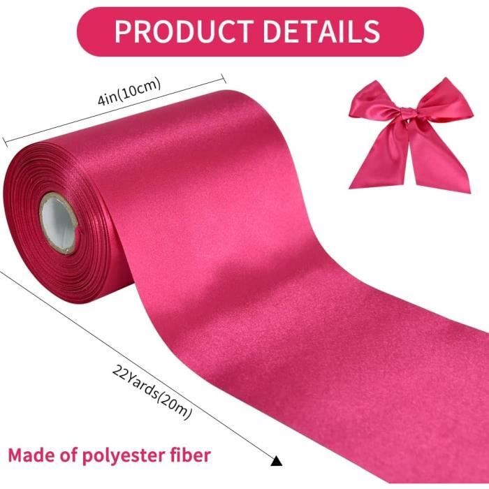 10Cm X 20M Rouge Rosa Ruban De Satin, Solide Ruban Tissu Décoration ...
