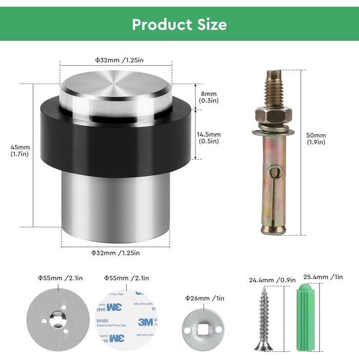 SWAWIS 6 Pièces Butoir de Porte ø 32mm Hauteur 45mm, Butoir de Porte ...