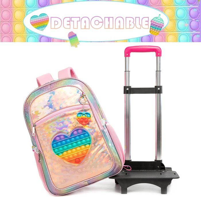 Pop It Fidget Toys Sac A Roulette Fille,16Inch Cartable Fille Primaire ...