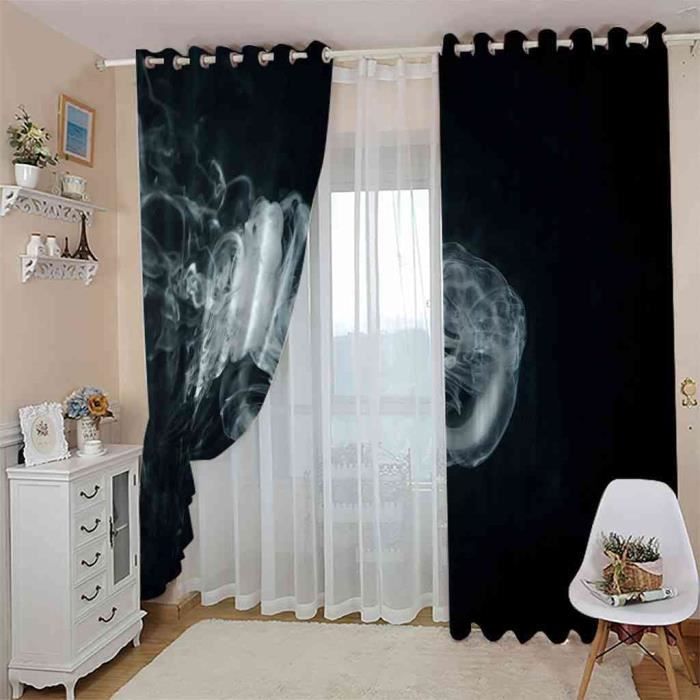Rideau Occultant À Oeillets 3D Fumée Blanche Artistique Motif Isolant ...