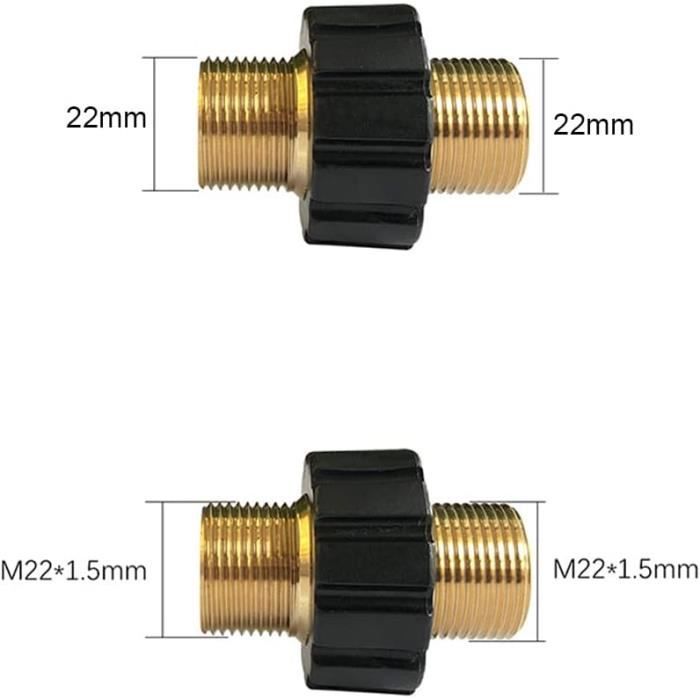 Raccord Rapide De Tuyau, Adaptateur Pour Nettoyeur Haute Pression À Double Mâle M22 X 1,5 ...