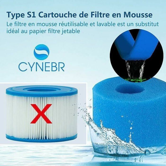 Cartouches de filtre Type S1 pour Intex 29001 E Pure Spa ponge ...