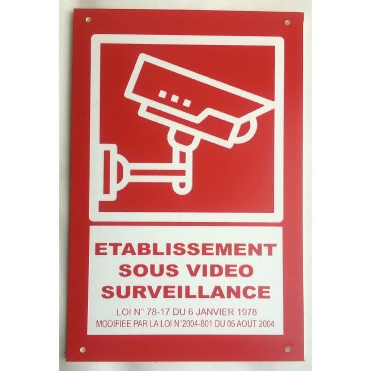 Panneau "ETABLISSEMENT SOUS VIDEO SURVEILLANCE" format 30 x 40 cm ...
