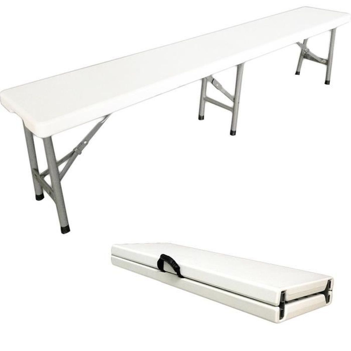Banc en Plastique Robuste, Banc Pliant Transportable, 183 x 43 x 30 cm ...