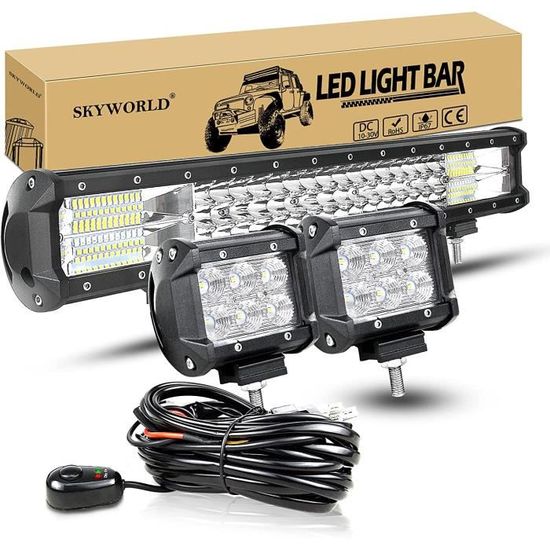 Triple Rangée 20" 288W Barre Rampe Led Phare De Travail Led Flood Spot ...