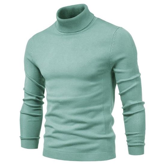 Pull Homme Col Montant Vert1 - KJEHOME - Décontracté Respirant ...