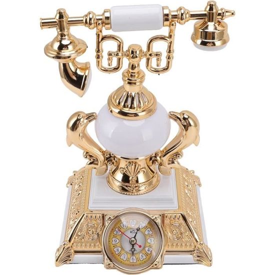 Retro Telephone Clock, Vintage Loud Alarm Clock Table Lamp With Warm ...