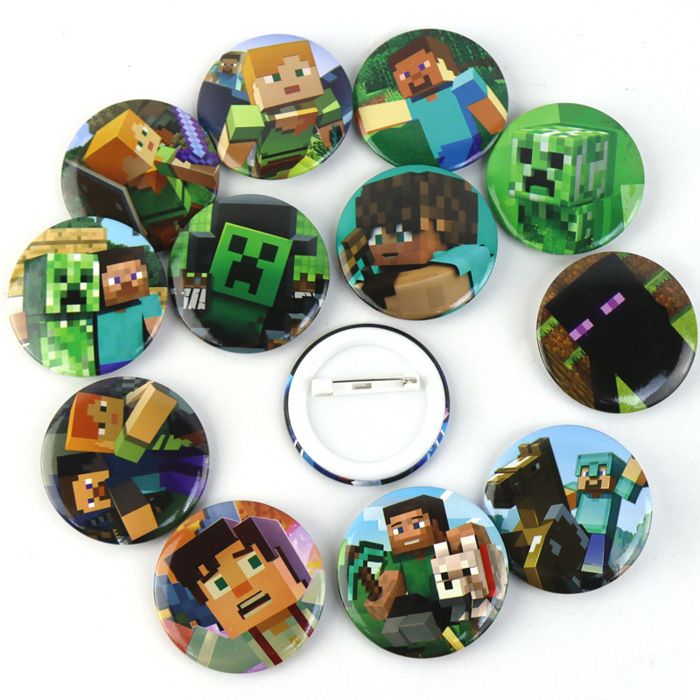 12Pcs KIT CREATION BADGE Minecraft, 44 mm, Composants de Badges Ronds ...