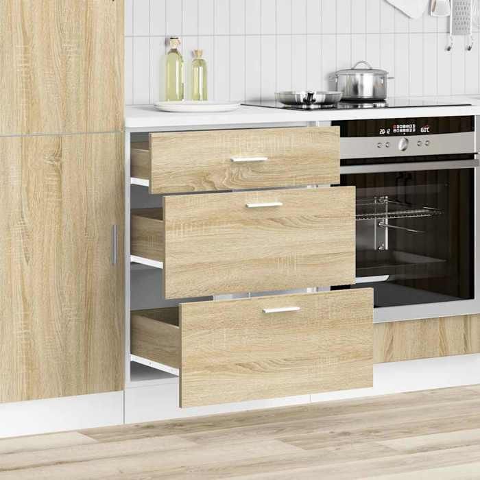 Cabinet de cuisine MVS Meuble bas de cuisine "Lyon" Chêne Sonoma Bois d ...