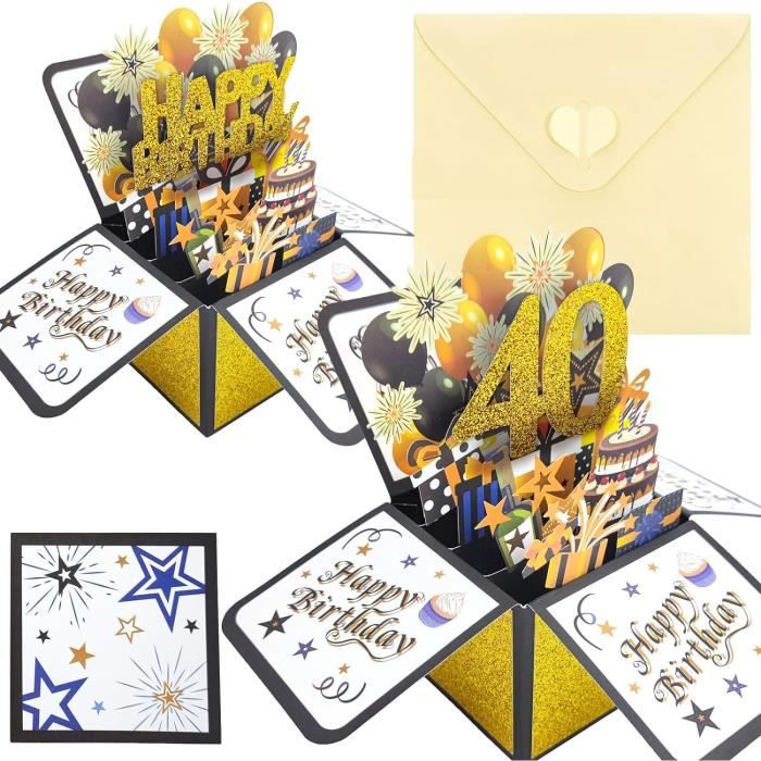 Carte D'Anniversaire Pop-Up 40 - 3D - Carte D'Anniversaire 40 Ans ...