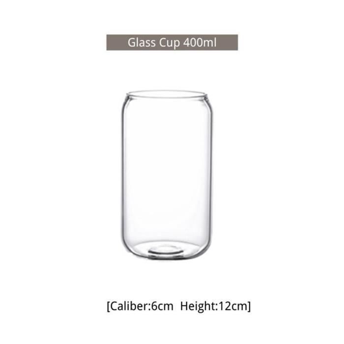 (400ml CUP)Tasse en verre avec couvercle et paille, transparente, réutilisable, pour Coke, jus ...