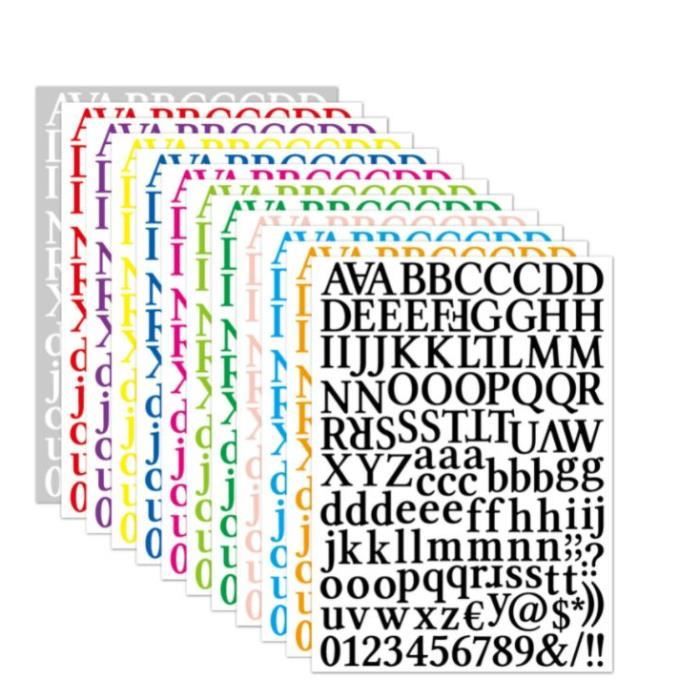 Autocollant Lettre Alphabet 12 Feuilles Autocollants Alphabet Letter ...