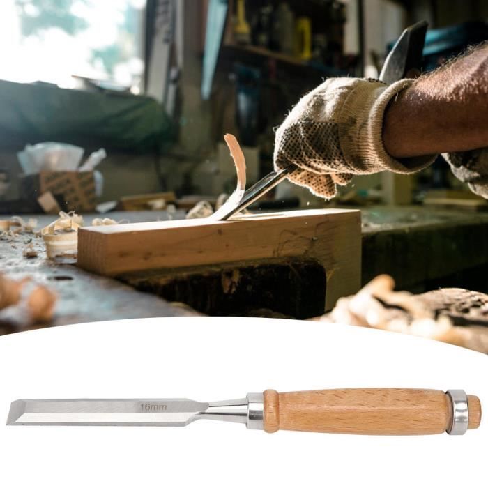 Sonew Outils manuels Burin Plat Outil de Menuiserie Poignée en Bois ...