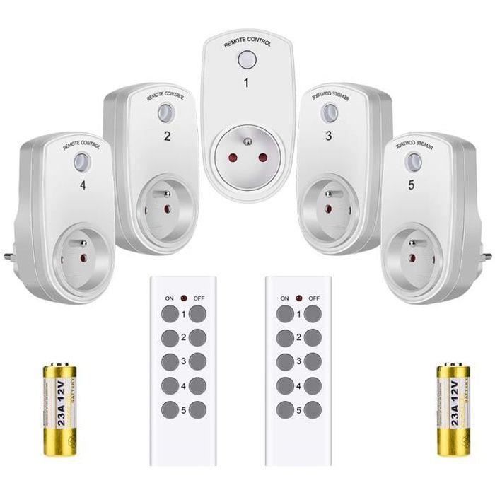 Prise Tlcommande Lot de 5 Prise Programmable lectrique avec 2 Tlcommandes-TIM - Cdiscount Bricolage
