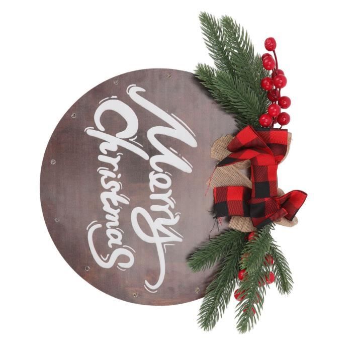 Dioche Panneau de porte rond de Noël avec nœud papillon pour décoration ...