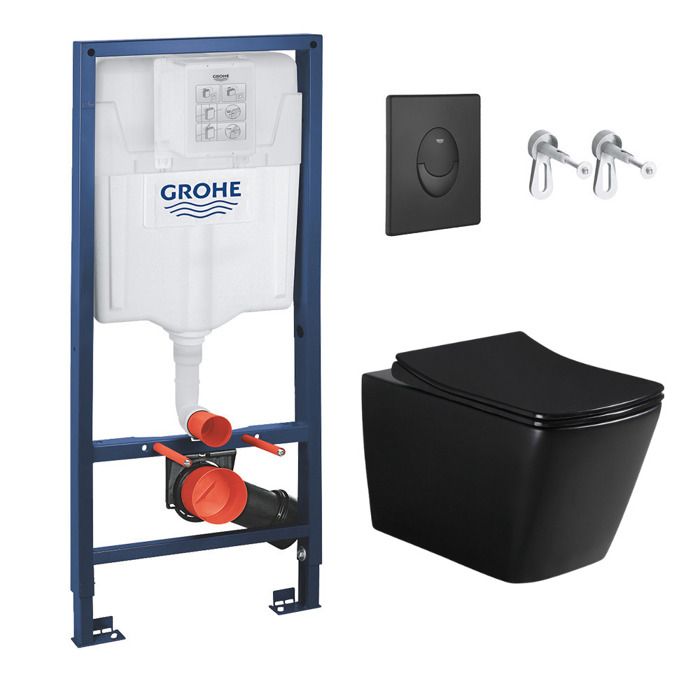 Grohe - Pack WC Bâti-support Rapid SL + WC Square Infinitio sans bride ...
