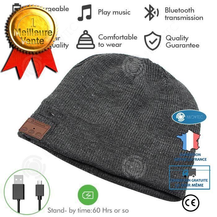 Bonnet Bluetooth - INN Fashion - Tricot - Musique Stéréo - Doux - Hiver ...