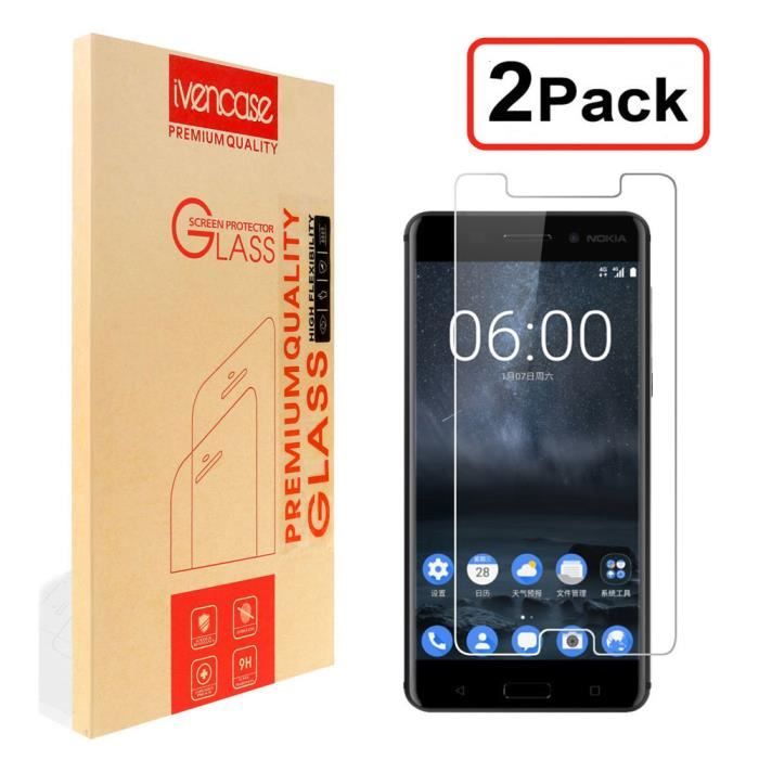 2 Pack 2PCS Pour Nokia 6 (5,5") VERRE TREMPÉ Film de Protection d'écran ...