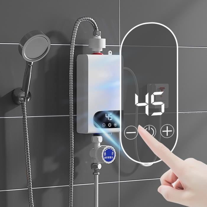 Chauffe-eau instantané - MOMOTOU - 5500W - Contrôle tactile LED - Étanchéité IPX4 - Blanc ...