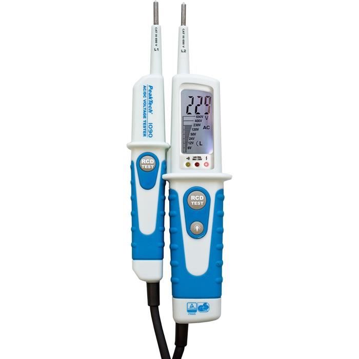 PeakTech 1090 – Testeur de Tension AC-DC 2 Pôles, Affichage LCD ...