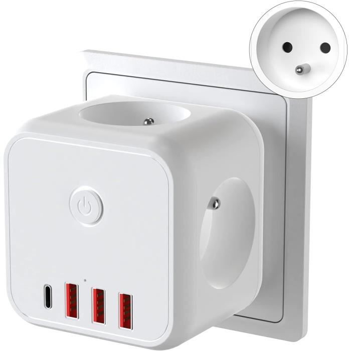 Multiprise Usb Cube,7 En 1 Prise Usb Secteur Murale Cube Avec 3 Sortie ...