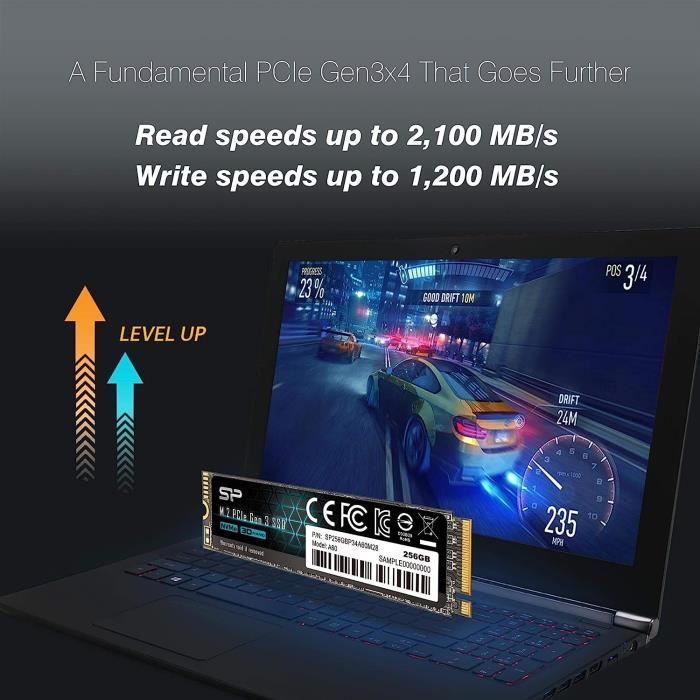 Silicon Power Pcie M.2 Nvme Ssd 256Gb Gen3X4 R-W Up To 2, 100-1, 200Mb ...