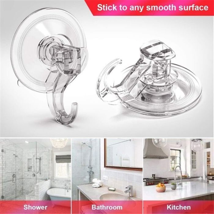 Crochets ventouse transparents Lot de 4 pièces - Charge maximale 2 kg ...