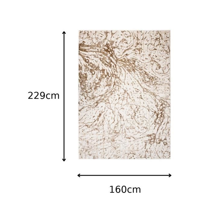 TAPISO Tapis de Salon Chambre HERA Crème Beige Marron Design Marbré ...