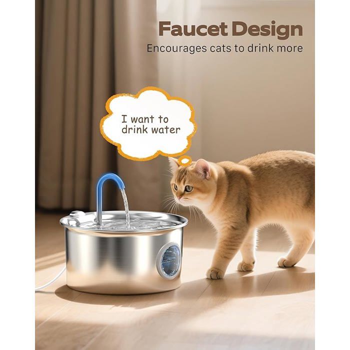 Fontaine Eau Chat INOX: Fontaine Chat Acier Inoxydab Automatique - 2 6L ...