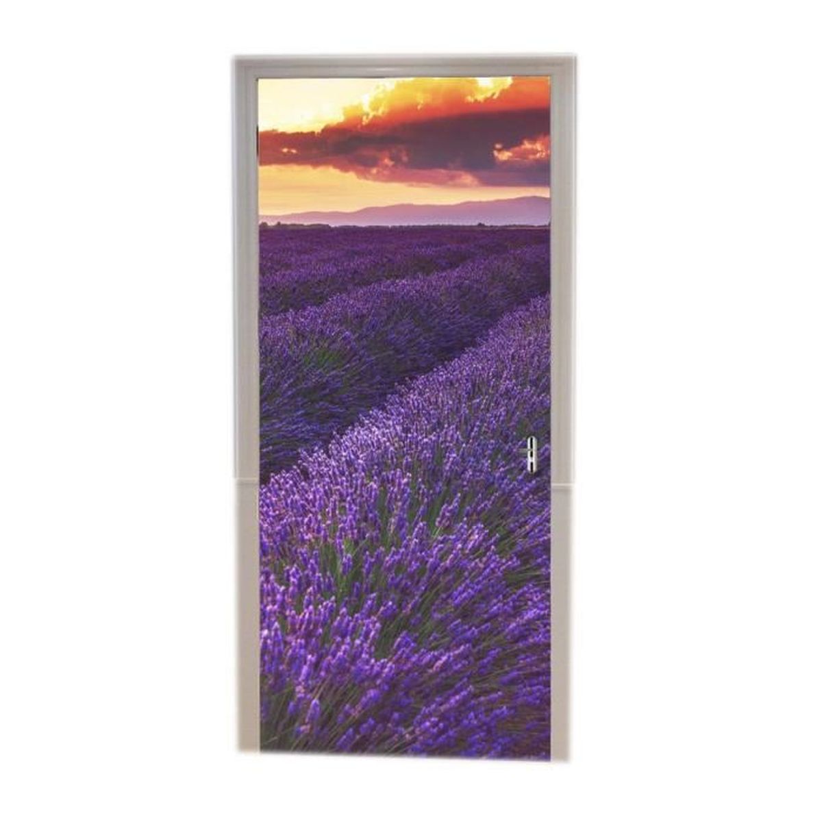 Sticker Porte Autocollant Poster de Porte 3D Coucher De Soleil Champs ...