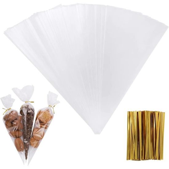 Sachets Transparents Bonbons 50 Pièces Sacs Cellophane Cône Sachet ...
