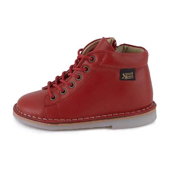 Bottines enfant Young Soles Fletcher - Rouge - Zip - Cuir Rouge ...