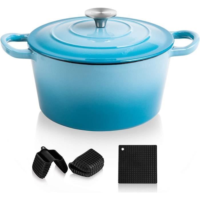 Cocotte, cocotte en fonte émaillée avec couvercle, Faitout en fonte 3,8 ...