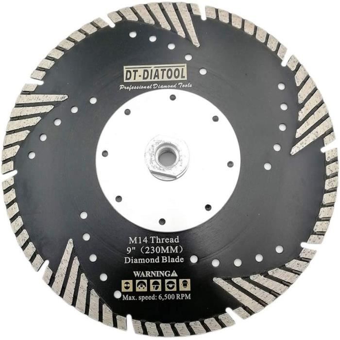 Disque à Tronçonner Diamante 230 mm x M14 Turbo Lame de Scie avec Dents ...