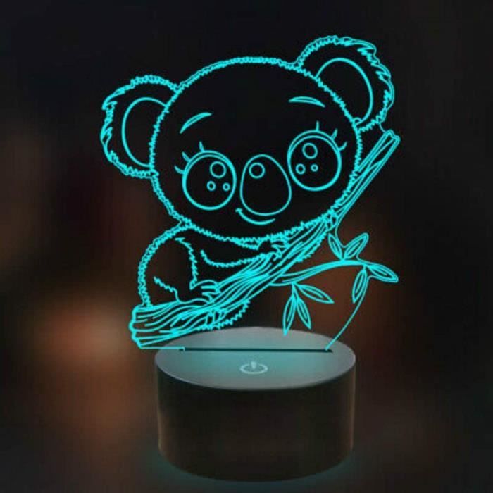 3D Koala LED Lampe d'illusion Optique Lampe Lumière de Nuit avec Câble ...