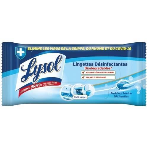 LYSOL 80 Lingettes désinfectantes biodégradables multi-usages Lysol ...
