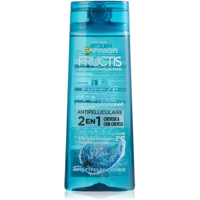 Garnier Fructis Freeze Force Shampooing 2 en 1 Antipelliculaire Menthe ...