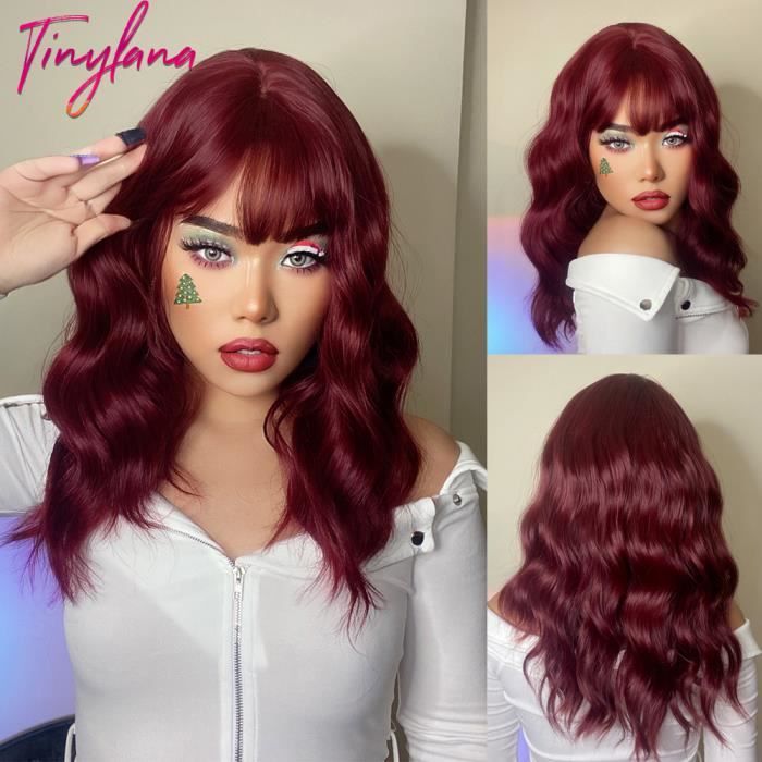 Perruques Synthétiques Courtes Ondulées Avec Frange Pour Femmes ...