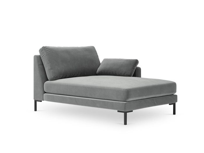 Micadoni Home - JADE - Méridienne droite en tissu velours gris ...